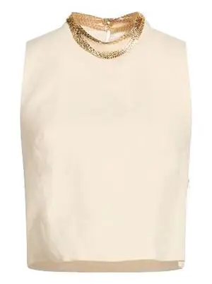 Sandro Top In Linen, Cotton, And Elastane - White
