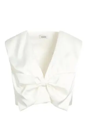 Sandro Top In Satin With Bow Detail - White