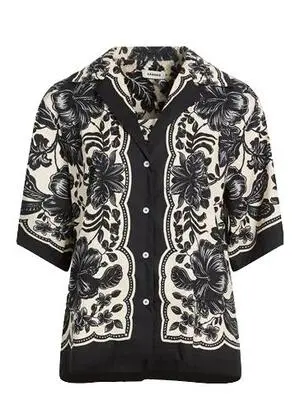 Sandro Woven Floral-print Shirt - Black