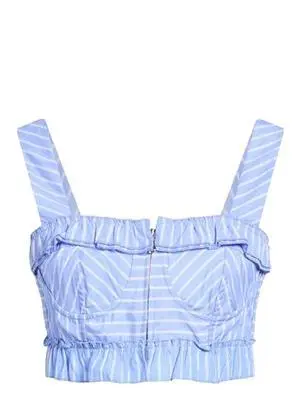 Sandro Striped Woven Crop Top - Blue