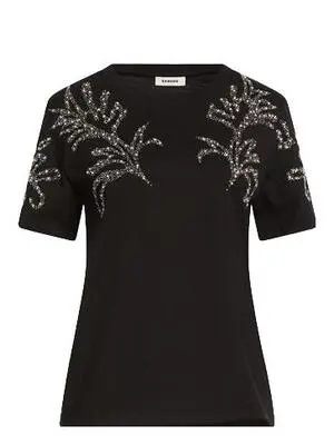 Sandro T-shirt With Appliqués - Black