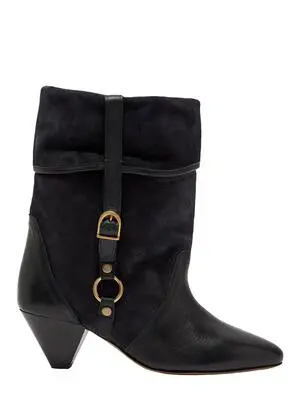 Isabel Marant Darner Buckle Suede Mid-calf Boots - Black