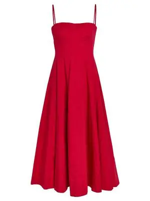 Staud Stretch-cotton Midi Dress - Red