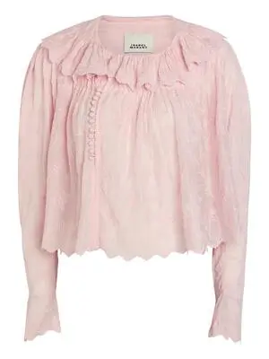Isabel Marant Zelly Embroidered Cotton-blend Blouse - Pink