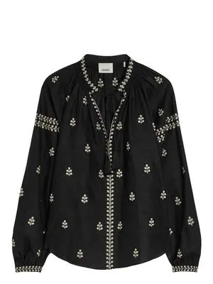 ISABEL MARANT Floral-Embroidered Silk Blouse