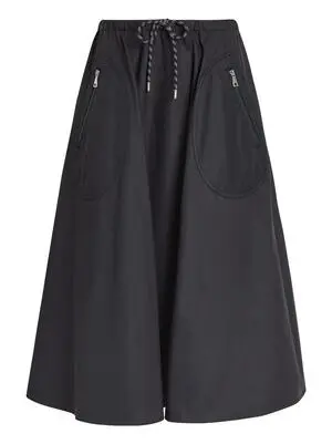 Moncler Cotton-blend Poplin Midi Skirt - Navy