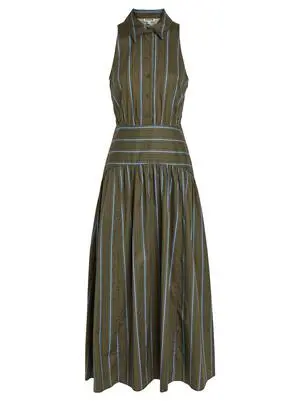 Staud Romy Striped Poplin Dress - Grey