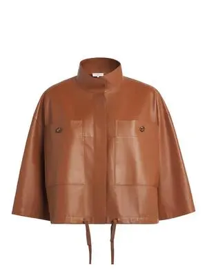 Lafayette 148 New York Lambskin Oversized Jacket - Brown