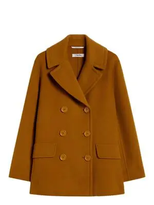 Max Mara Virgin Wool Double-breasted Pea Coat - Yellow