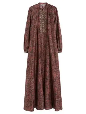 Max Mara Silk Printed Maxi Dress - Red