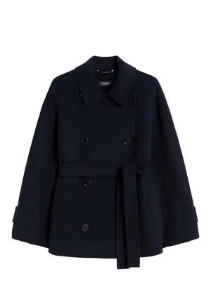 Max Mara Virgin Wool Belted Jacket - Blue
