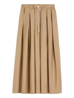 Max Mara Cotton Pleated Midi Skirt - Beige