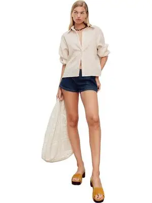 REFORMATION June Low Rise Denim Shorts - Blue