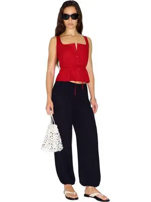 REFORMATION Elowen Top With Square Neckline And Button Front - Red