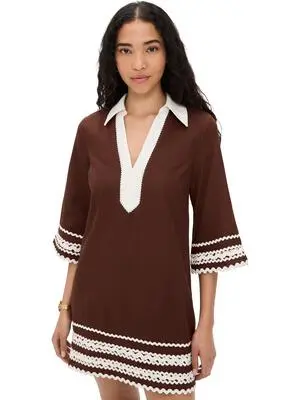 English Factory Color Block Shirt Mini Dress - Brown