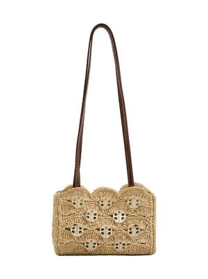 Rabanne Raffia Shoulder Bag - Natural / Light Gold