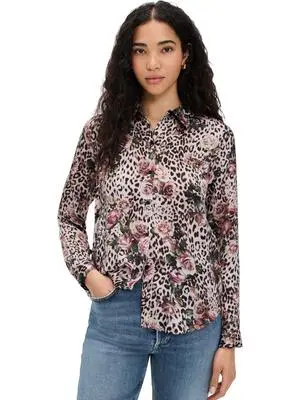 L'Agence Tyler Silk Blouse - Multi Small Rose Cheetah