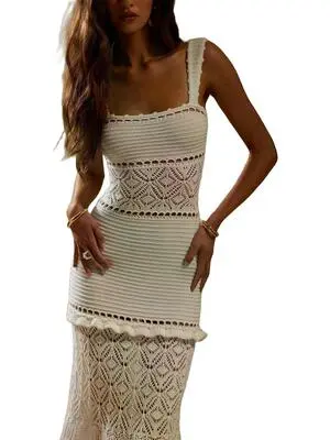 Retrofete Winona Crochet Maxi Dress - Neutrals