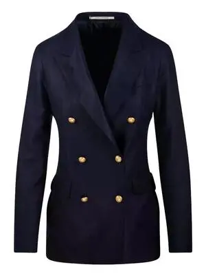 Tagliatore Double-breasted Jacket With Gold-tone Hardware - Blue