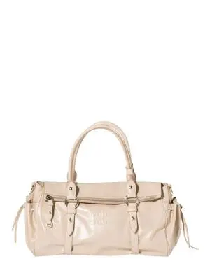 Miu Miu Shiny Leather Handbag - Travertine Stone