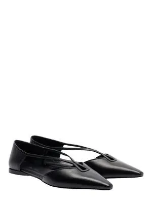 Max Mara Amatassa Leather Ballet Flats - Black