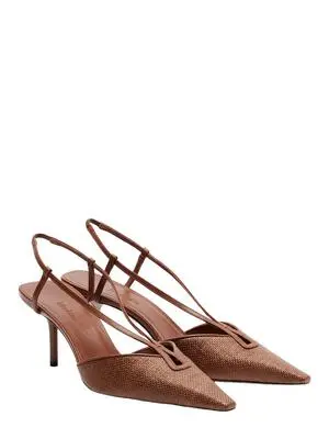 Max Mara Leather-trimmed Slingback Pumps - Brown