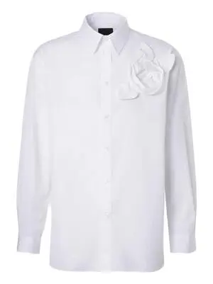 Simone Rocha Floral-appliqué Cotton Poplin Shirt - White