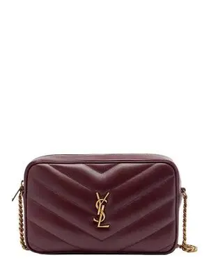 Saint Laurent Loulou Leather Camera Bag - Burgundy