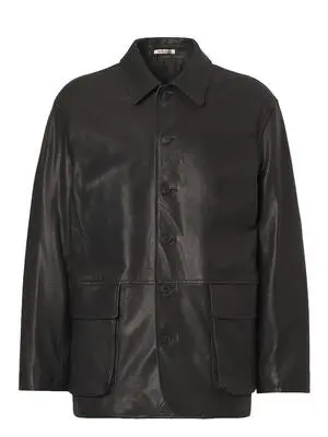 Auralee Leather Blouson Jacket - Black