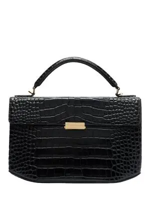 TOTEME Box Small Croc-effect Leather Top-handle Bag - Black