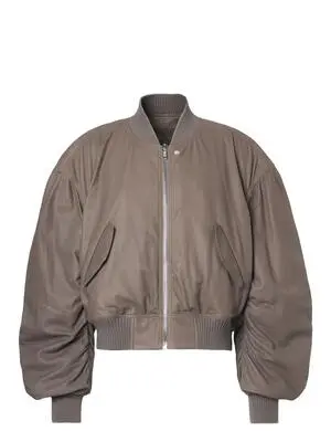 Rick Owens Secchia Flight Leather Bomber Jacket - Grey