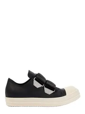 Rick Owens Low Strap Leather Sneakers - Black