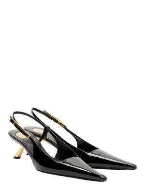 Saint Laurent Lee Patent Leather Slingback Pumps - Black