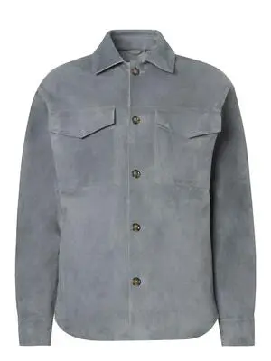 LARDINI Suede Overshirt - Blue