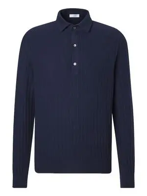 LARDINI Cotton Polo Sweater - Blue
