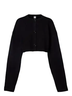 TOTEME Cropped Wool-blend Cardigan - Black