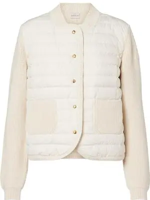 Moncler Down-paneled Cotton Cardigan - White