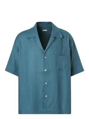 Kiton Linen Bowling Shirt - Blue