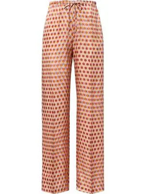 Dries Van Noten Polka-dot Wide-leg Silk Pants - Orange