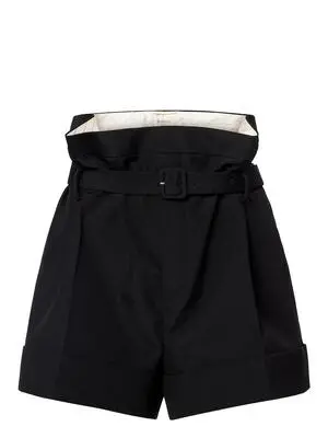 Saint Laurent Belted Mohair And Wool Shorts - Black