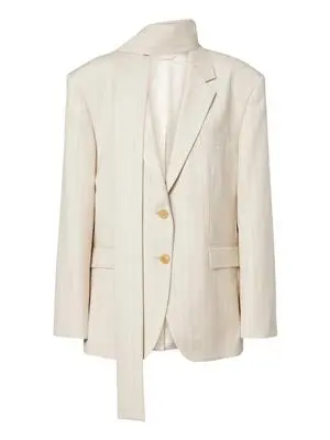 Acne Studios Pinstripe Wool Blazer - Beige