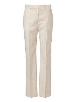 Acne Studios Pinstripe Wool Straight Pants - Beige