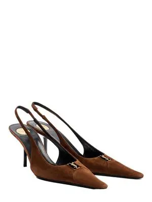 SAINT LAURENT Babylone Breteuil Suede Slingback Pumps