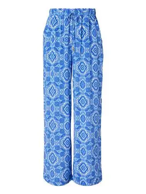 Heidi Klein Mykonos Printed Wide-leg Silk Pants - Blue