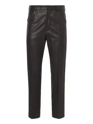 Auralee Leather Straight Pants - Black