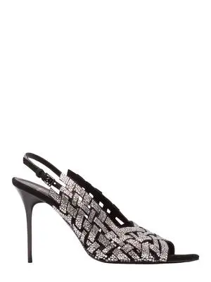 Balmain High-heeled Rhinestone Sandals - Silver