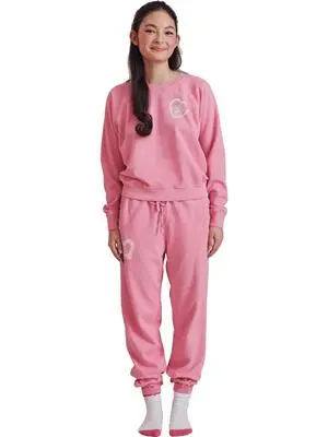 LoveShackFancy X Roller Rabbit Vintage Classic Jogger - Vintage Valentine Blush