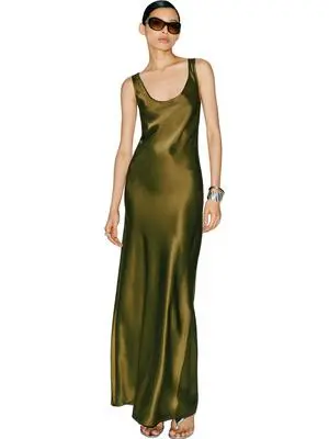 REFORMATION Petites Pamela Silk Maxi Dress - Green