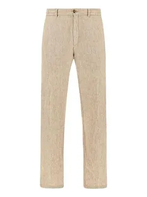 Paul & Shark Linen Chino Trousers With Drawstring - Beige