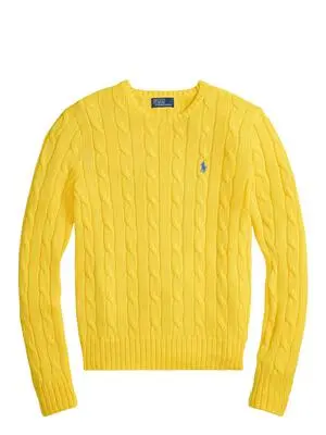Polo Ralph Lauren Cable Knit Sweater With Logo - Yellow